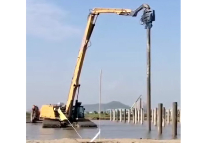 19m Pile Lifting Height Excavator Pile Driving Arm / Excavator Mount ...