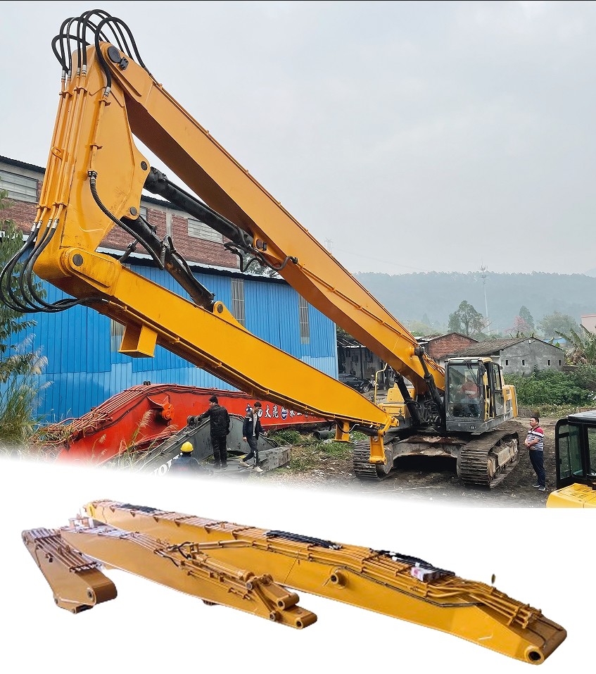 3 Section Long Reach Excavator Demolition Arm High Reach Boom For Cat ...