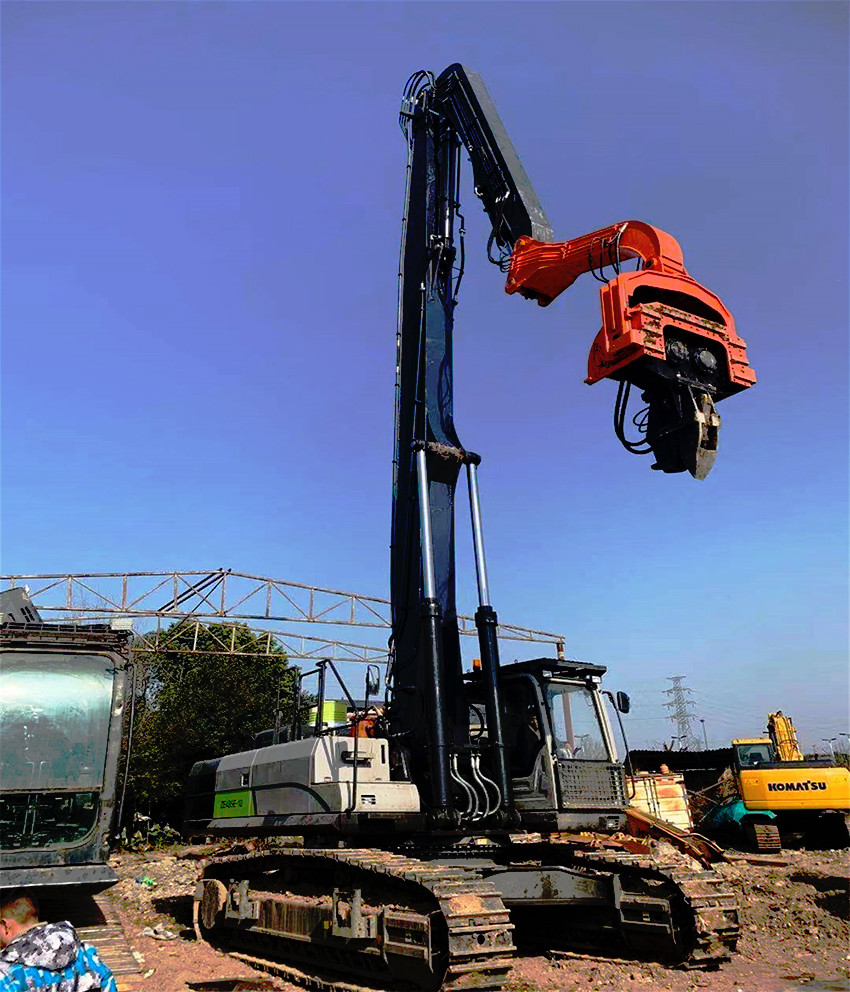 Excavator Mounted Sheet Pile Driver Long Reach Arm , Excavator Pile ...
