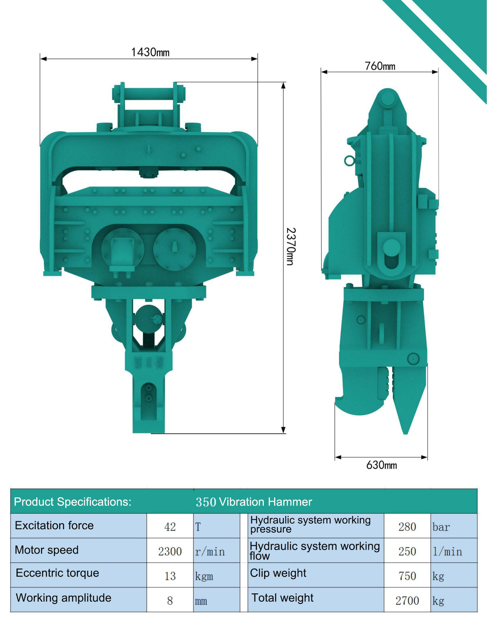 Hitachi Excavator Vibratory Pile Driver Powered By Parker Motor And SKF ...
